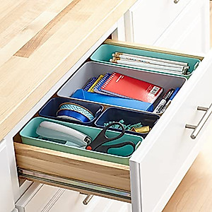 Starplast Industries Mainstays Set of 5 Flexible Drawer Storage Organizers, Grey, Blue, Teal