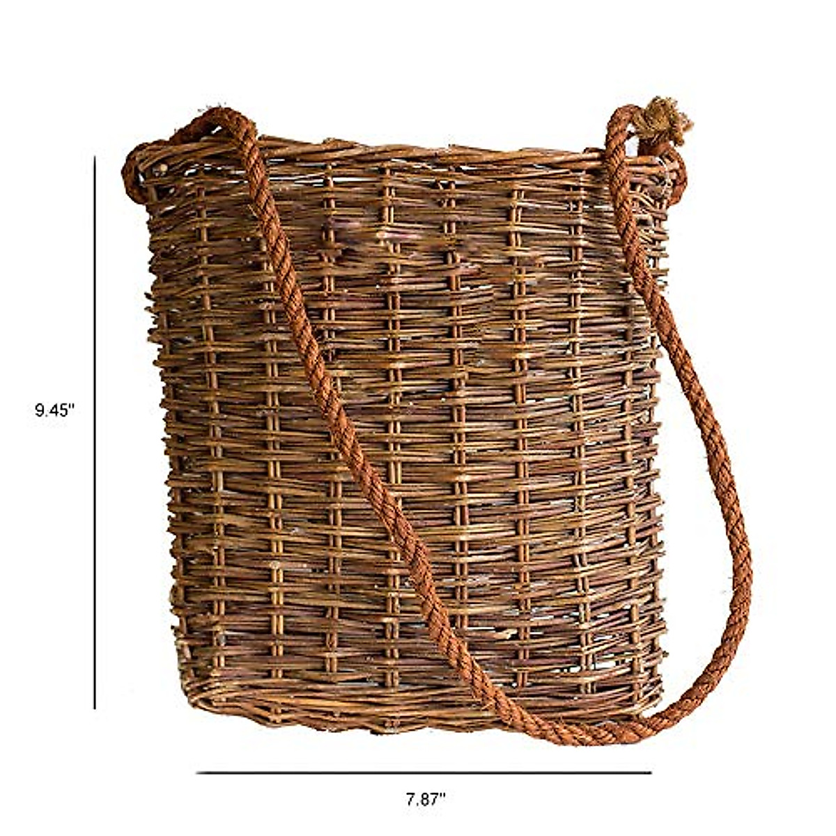 IMFFSE Handmade Wicker Woven Flower Basket Home Door Letter Collection Basket Wall Hanging Wall Retro Old Rack Without Plants,S
