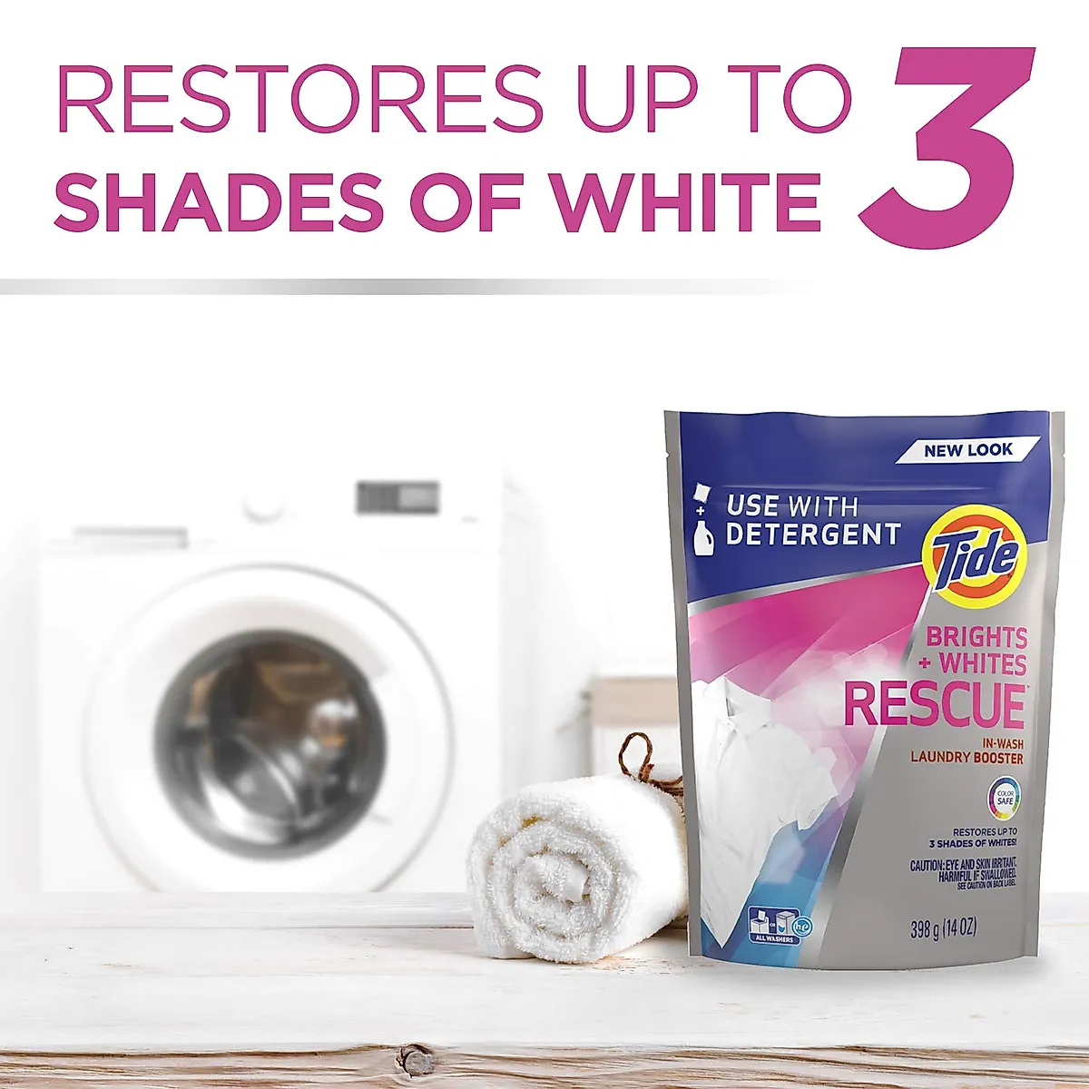 Tide Brights & Whites Odor Rescue, In Wash Odor Eliminator with Oxi, Scent Booster, Removes Odors in a Single Wash, 18 Count (Pack of 2)