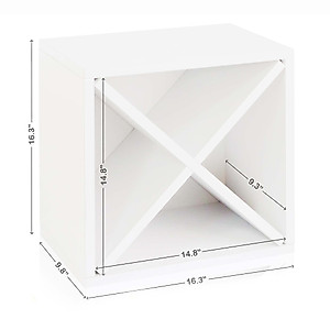 Way Basics Wine Rack Cube Stackable Bar Shelf (12 Bottle), White