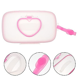 Healifty Portable Wipes Dispenser Baby Wipe Holder Portable Wipes Case Reusable Refillable for Outdoor Travel Wipe Carrying Pouch Baby Stroller Hanging Pink