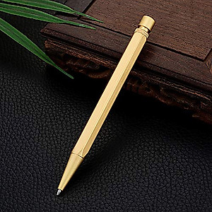 EKLOEN Solid Brass Pen, EDC Pocket Pen Signature Pen, Fine Point, Black Ink