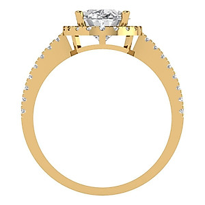 2.27 Ct Oval Cut Clear Simulated Diamond 14K Yellow Gold Solitaire with Accents Engagement Promise Bridal Ring Size 9
