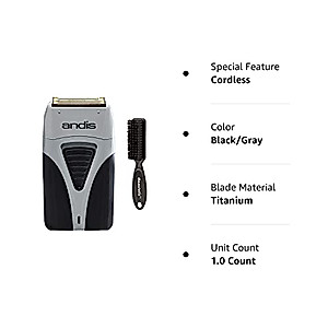 Andis Cordless Profoil Lithium Plus Titanium Foil Shaver with BeauWis Blade Brush