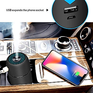 Epoch Making USB Car Humidifier, 200 Milliliter Mini Portable Humidifiers Air Purifier with 7 Colors LED Night Light, Quiet Operation, Adjustable Mist Modes for Travel Home Baby Office Car (Black)