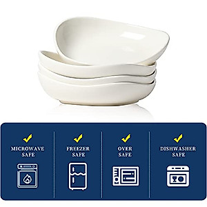 KITCHENLESTAR 8 inch Porcelain Dinner Plates, Large Size Serving Plate for Salad, Pancakes, Steak, Set of 6 (White-1)