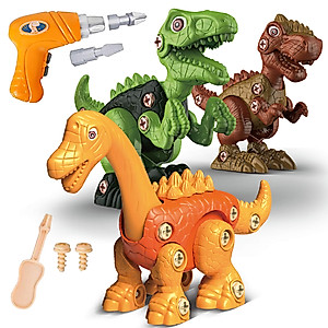 Take Apart Dinosaur Toys for Boys Building Toy Set with Electric Drill Construction Engineering Play Kit STEM Learning for Kids Girls Age 3 4 5 Year Old