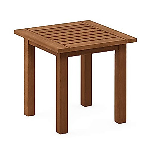 Walker Edison Montego Traditional Acacia Wood Slat Back Patio Rocking Chair, 42 Inch, Brown & Furinno FG18506 Tioman Hardwood Patio Furniture Outdoor End Table, Natural