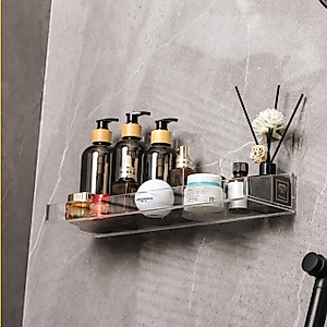 BLBYHO 2 Pack Acrylic Bathroom Shower Shelves Shower Caddy, 15" Clear Shower Organizer Floating Shelves Stick on for Bathroom Wall Mounted, Provide Adhesive Strips & Mounting Screws