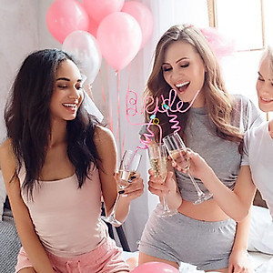 19Pcs Bride Straws - Bachelorette Party Favors Bridal Shower Gifts for Bride to Be Drinking Straws, 1 Large Bride and 18 Small Straw Bachelorette Decoration Party Supplies