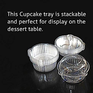 Cupcake Holders Individual,50 PC Cupcake Containers Disposable Clear Plastic Single Muffin Dome Holders Cases Individual Cupcake Boxes Bulk (white, 50 pcs)