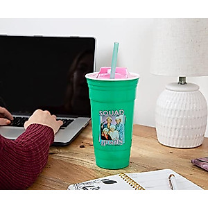 Silver Buffalo Golden Girls Squad Goals Photo Plastic Tumbler with Lid and Straw, 32 Ounces