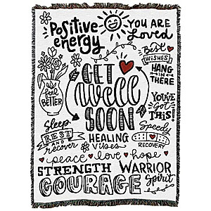 Pure Country Weavers Get Well Soon 2 Blanket - Gift Tapestry Throw Woven from Cotton - Made in The USA (72x54)