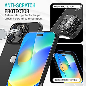 Purity (3+2 Pack Designed for iPhone 14 Pro 2022, 3 Pack Screen Protector + 2 Pack Camera Lens Protector [Tempered Glass], Slim Case Compatible Premium HD 9H 6.1 Inch Film Protection