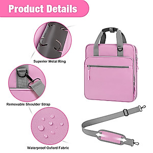 Betoores Zipper Binder, 3 Ring 2 Inch School Binder, 500 Sheet Capacity Binder with Zipper for Girl and Boy, Compatible with 13-Inch MacBook, Handle and Shoulder Strap Included (Pink)