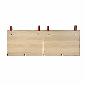 ZeHuoGe Natural Rattan Queen Headboard Decorative Panel with 2 Faux PU Leather Trim Strips, Wall-Mounted Headboard (Queen)