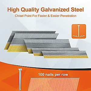 PINOZE 15 Gauge DA Angled Finish Nails, 34-Degree, 1200-Pack (2-1/2", 2", 1-1/2", 1-1/4" 300 Per Sizes), Galvanized Assorted Size Project Pack, for Pneumatic, Electric Angled Finish Nailer Gun