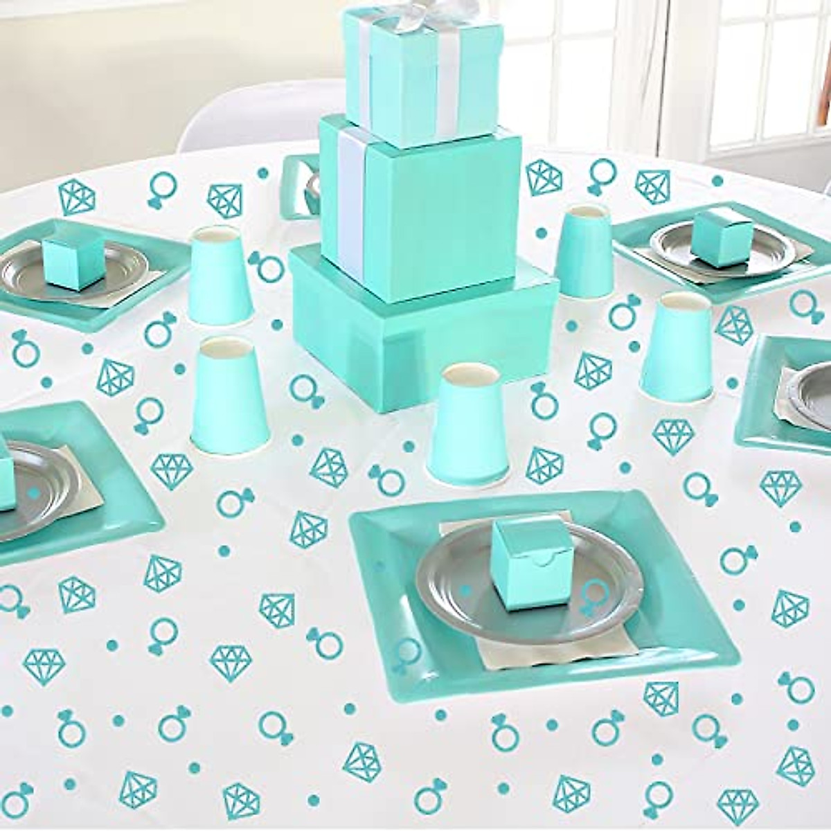Teal Confetti Bachelorette Party Decorations, Teal Table Glitter Confetti Diamond Ring for Bride to Be Engagement Party Bridal Shower Hen Party Decorations