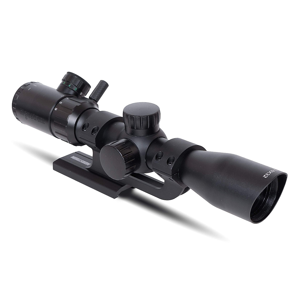 Monstrum 3-9x32 Rifle Scope with Rangefinder Reticle | ZR250 H-Series Offset Scope Mount | Bundle