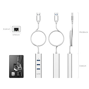 LENTION 3-Port USB 3.0 Hub with Gigabit Ethernet Adapter Compatible MacBook Air/Pro (Previous Generation), iMac, Surface, Chromebook, More Type A Laptops - Ultra Slim (CB-H23s-0.5M, Silver)