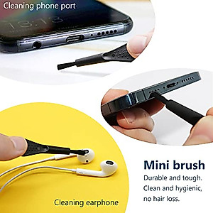Phone Speaker Dustproof Stickers Protector, Mesh Speaker Anti Dust Adhesive Cover, Included Anti Dust Plug, Phone Port Cleaning Brush and Tweezer Compatible with iPhone 13, 12 Pro Max, 11 (Black)