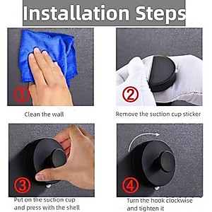 4 PCS Suction Cup Hooks for Shower Wall, Luxegrip No Drill Hook, Removable Reusable Stainless Steel Towel Hooks, Shower Hooks for inside shower, Kitchen, Glass Door, Window, Mirror, smooth tile