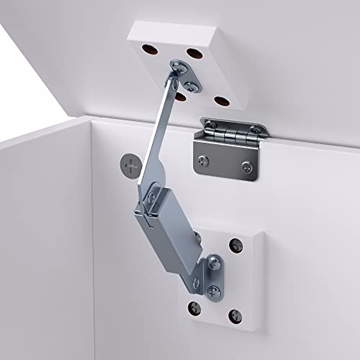 ZENY Lift Top Storage Cabinet Bench, Wooden Toy Chest Toddler Room Organizer Bin with 2 Safety Hinges (White)