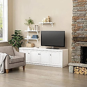 AIKTOTA Floating Shelves - 15.7" White Wall Shelf with Metal Bracket, Wall Mounted Shelves for Bathroom, Living Room, Bedroom, Kitchen, Modern Storage Shelves Decor - Set of 3