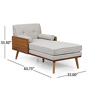 Christopher Knight Home Hanna Chaises Longues, Fabric, Beige, Dark Walnut 32D x 63.75W x 33.5H in