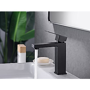 Black Bathroom Faucet ARCORA Matte Black Faucet for Bathroom Sink Modern Single Hole Bathroom Faucet with cUPC Supply Lines and Pop Up Drain
