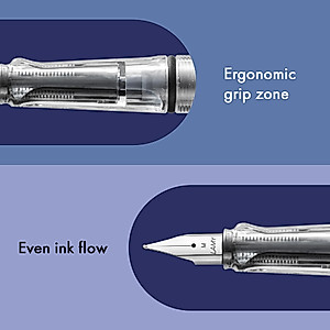 LAMY safari vista - Fountain Pen with ergonomic grip & polished Left-Handed steel nib (LH) in size M - ideal for any Writing & Calligraphy - including LAMY T 10 blue cartridge