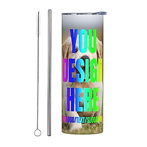 Custom Tumblers Cup with Lid Straw, Personalized Text Photo 20 oz Stainless Steel Insulated Coffee Mug Ice Cup Customized Double Wall Vacuum Travel Mug Water Cup for Home Office