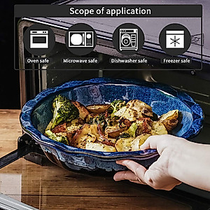 KOOV Ceramic, 9 Inches Pie Plate, Pie Dish for Dessert Kitchen, Round Baking Dish Pan for Dinner, Wrapping Upgrade, Reactive Glaze (Nebula Blue)