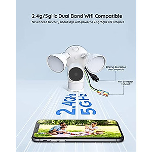 FOSCAM 2.4G/5GHz WiFi Floodlight Camera with Siren Alarm, 2K/4MP Outdoor IP Security Camera, 2-Way Audio, IP65, AI Detection, 2600lm Brightness (Existing Outdoor Wiring & Junction Box Required), FLC