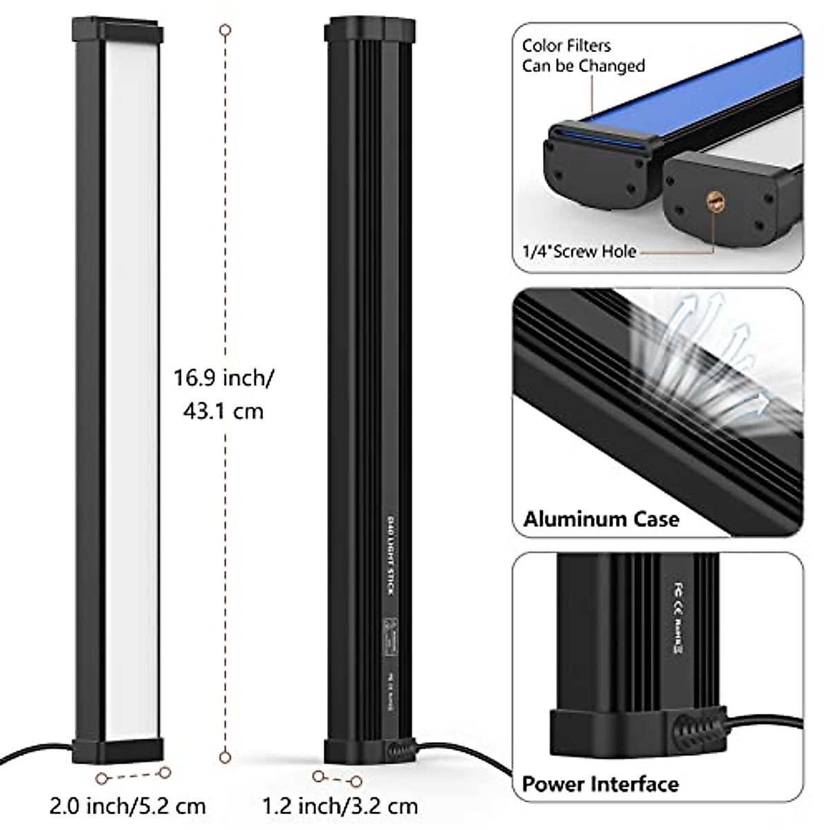 2 Pack LED Video Light Wand Kit, Unicucp 2300-7800K Photography Lighting Stick with 79" Tripod Stand for Photographic Studio/Video Fill Light/Collection Portrait/Game Live Streaming/Video Conferencing