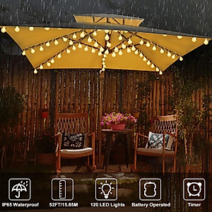 YOYONACY Battery Operated String Lights Bedroom - 52FT 2 Pack 120 LED Powered String Lights Waterproof 8 Modes with Remote and Timer for Indoor Outdoor Wedding Decor Camping, Warm White