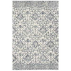 SAFAVIEH Dip Dye Collection Area Rug - 8' x 10', Blue & Ivory, Handmade Wool, Ideal for High Traffic Areas in Living Room, Bedroom (DDY901M)