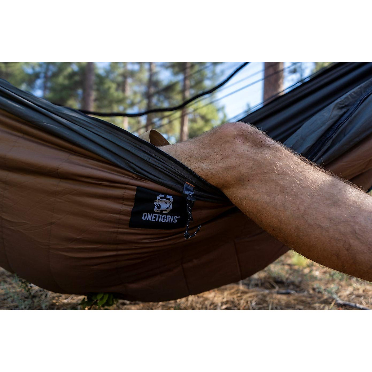 OneTigris Hideout Hammock Underquilt, Full Length Lightweight 4 Season Hammock Gear Underquilt for Hammock Camping Hiking Backpacking Travel Beach Backyard Patio Portable, Coyote Brown
