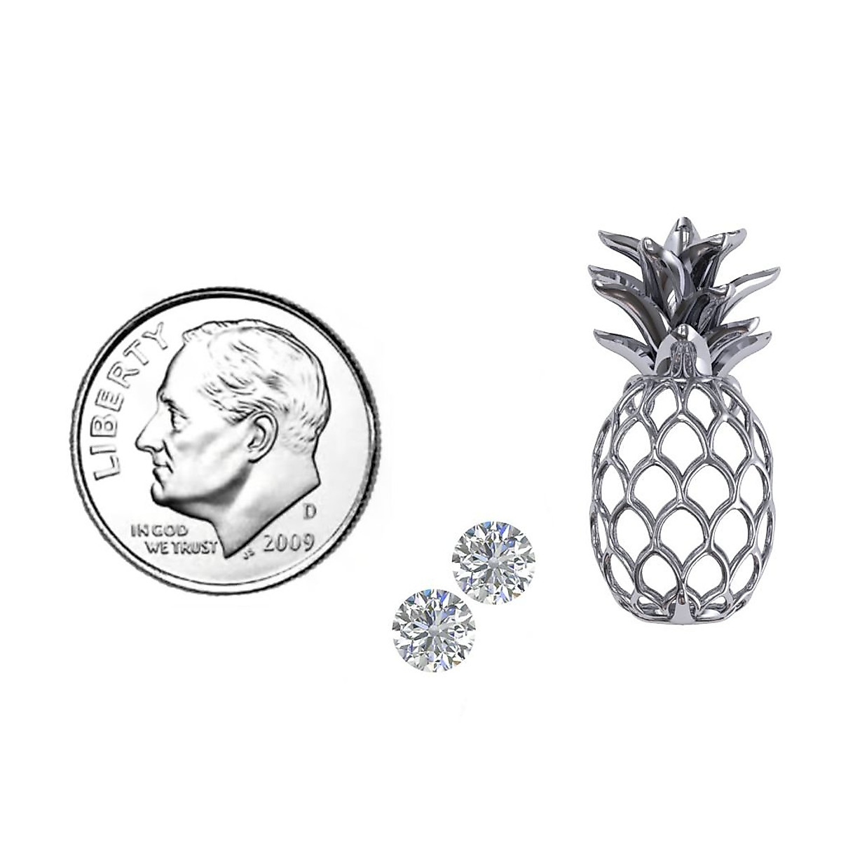 TSD Sterling Silver Pineapple Cage Necklace with Personalized Birthstones by JEWLR