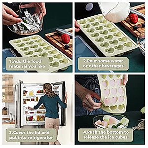 Heart Shape Ice Cube Tray, 21 Holes Silicone Ice Cube Mold with Removable Lid Flexible for Whiskey Cocktail Chocolate Valentine's Day (Blue&Pink)