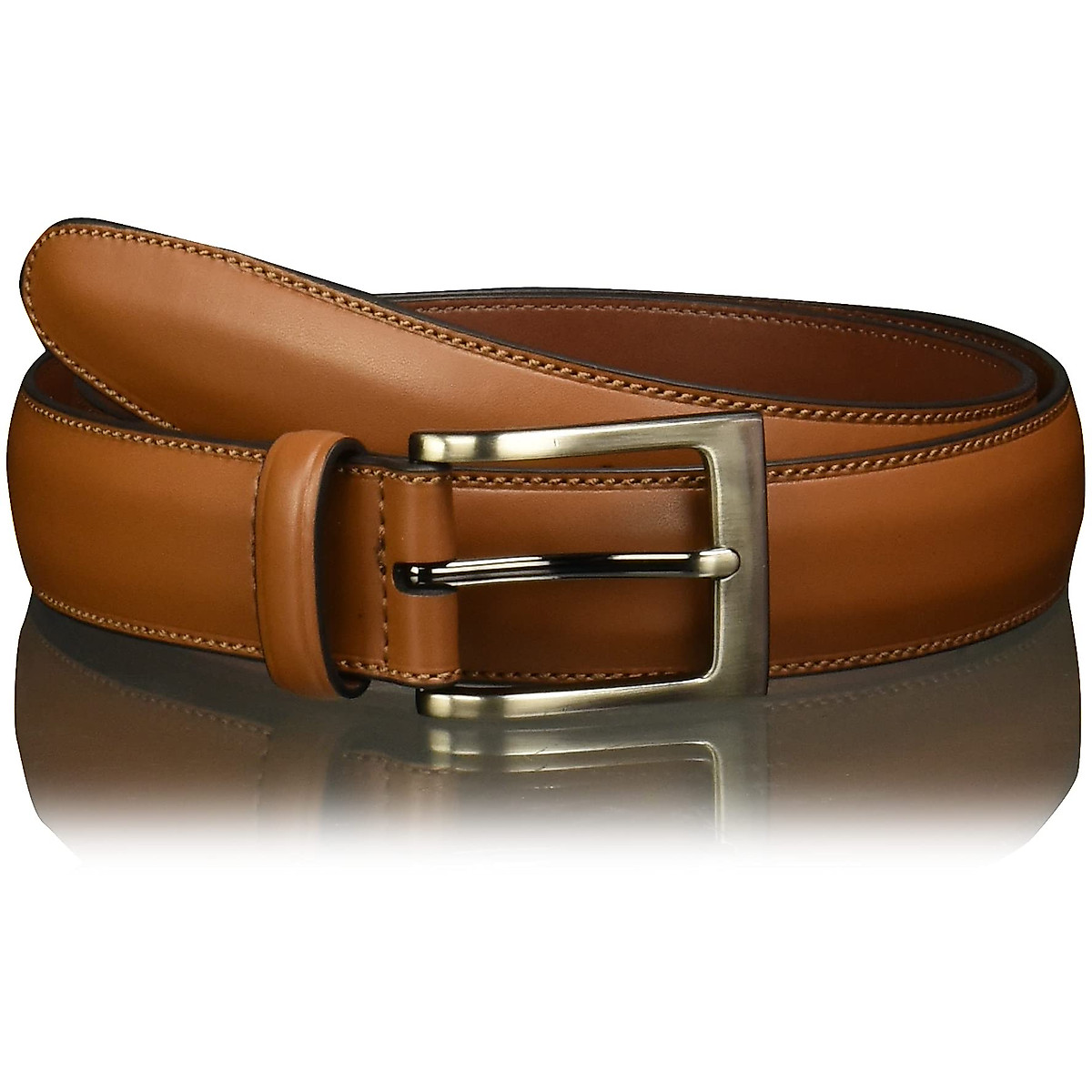 Perry Ellis Leather Men's Belt (Sizes 30-54 Inches Big & Tall), Timothy Cognac, 36