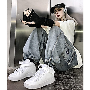 URAWESO Goth Gloves Emo Fingerless Arm Warmers Gothic Steam Punk Thumbhole Ripped Hip Hop Arm Sleeves Cosplay