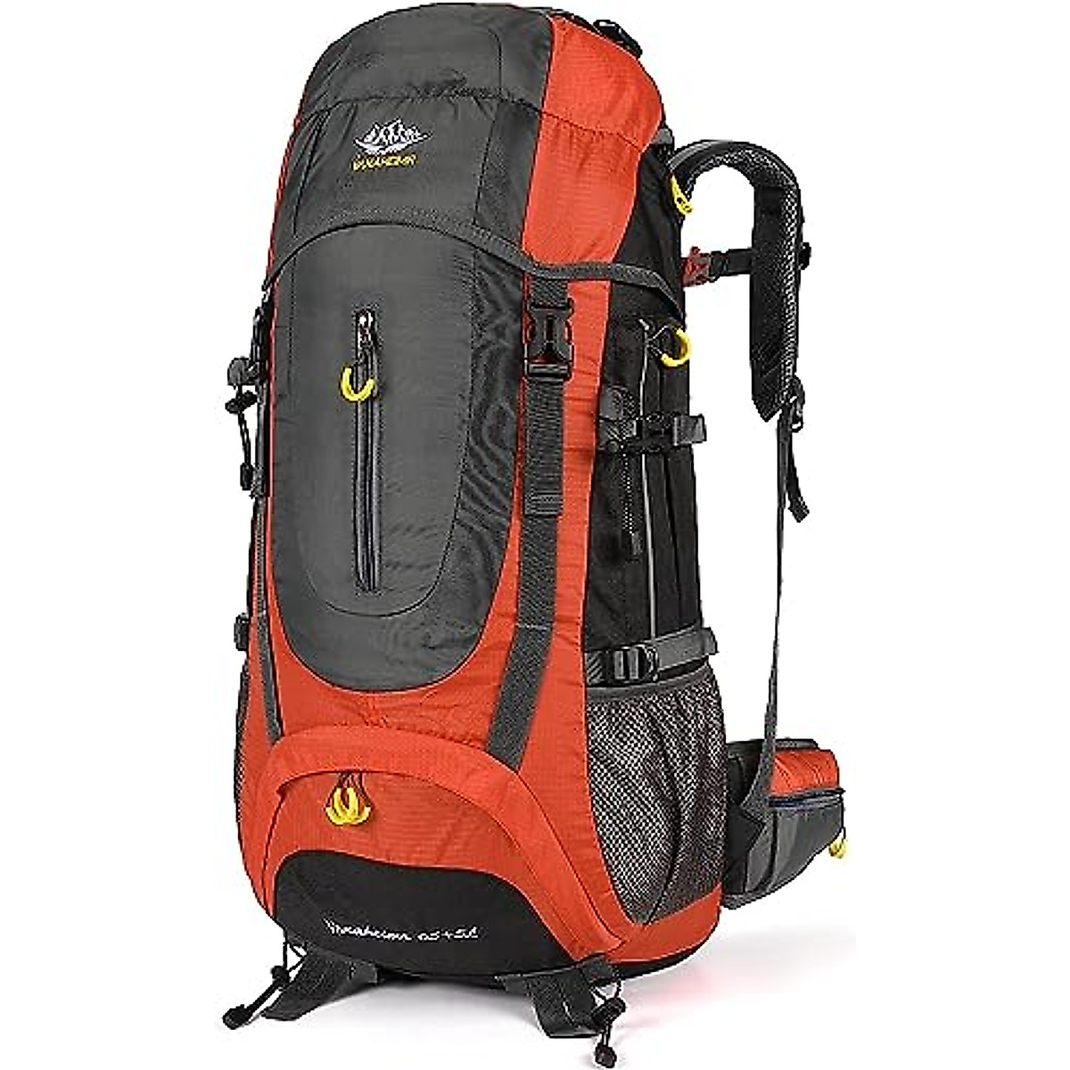 A N T INDUSTRIES 75L Hiking Backpack Camping Backpack Backpacking Backpack, Mountaineering Backpack with 65L+5L Rain Cover (Orange)
