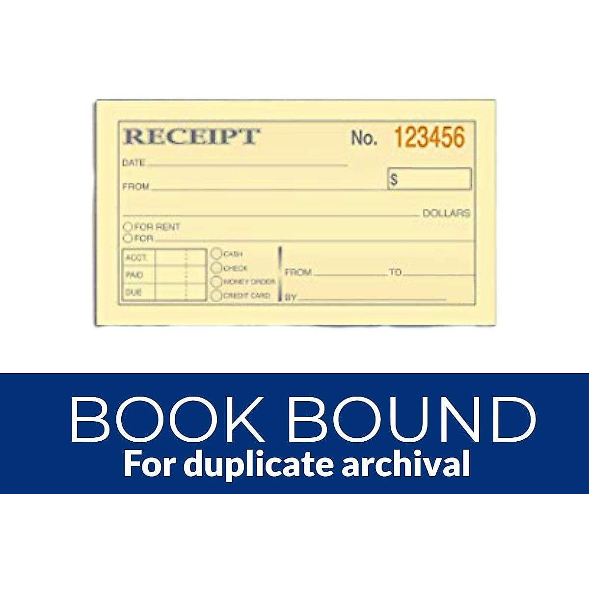 1InTheOffice Money and Rent Receipt, 2-3/4 x 5-3/8 Inches, 2-Parts, Carbonless, White/Canary, 50 Sets per Book (4 Books)