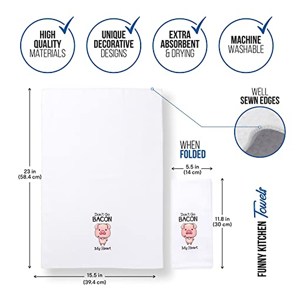 Aller Home & Kitchen Funny Kitchen Towels with Sayings. 4pc Kitchen Towel Set, Fun Pun Food Design incl Taco. Waffle Weave Towel, Decorative Funny Dish Towels for Mom. Cute Kitchen Towels for Gifts