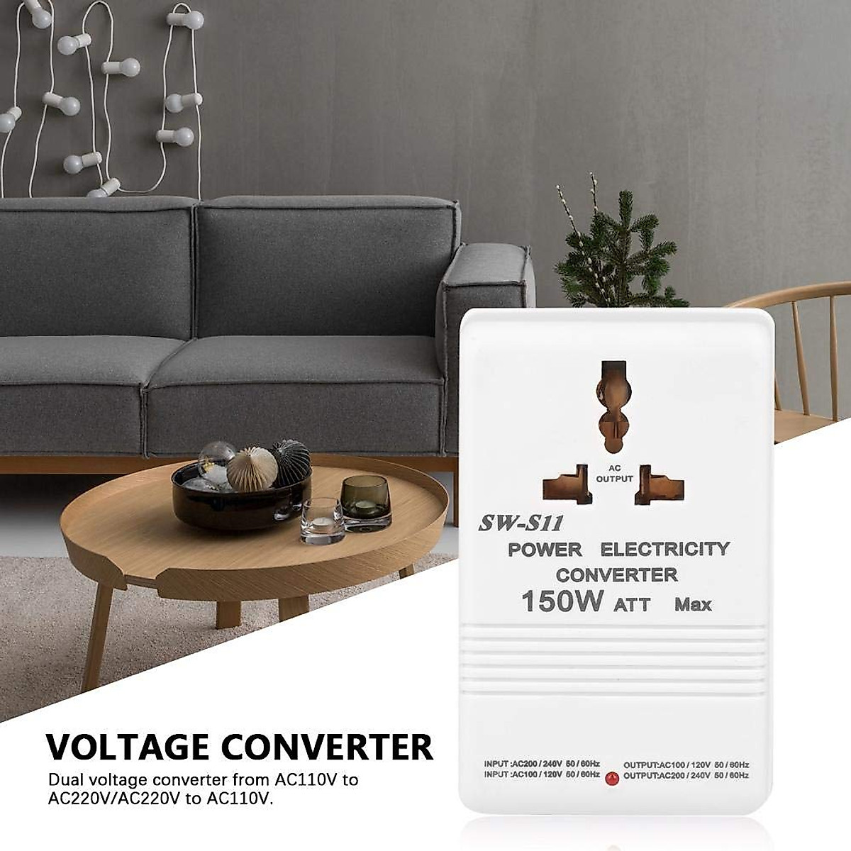 150W SW-S11 Step-Up&Down Voltage Converter Transformer 220V to 110V/110V to 220V CN Plug