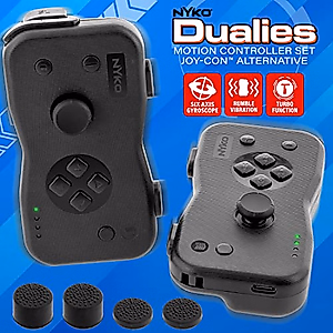 Nyko Dualies Controller Set for Nintendo Switch -Black: Comfortable, Responsive, and Precise Wireless Gaming with Motion Control, USB C Charge Cable. Joycon Alternative