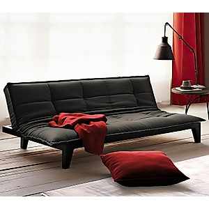 yoyomax Convertible Sofa Bed, Futon Sofa Bed Couch - Adjustable Modern Folding Sofa Bed Easy to Clean-Ideal for Bedroom, Living Room, Apartment and Office-Compact Design for Spacing Saving-Black