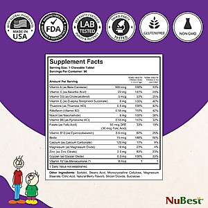 NuBest Tall Kids - Toddlers Vitamins and Kids Vitamins for Age 2 to 9 - Healthy Height Growth & Height Booster with Multivitamins & Minerals for Kids Ages 2 to 9 | 90 Chewable Tablets | 6 Pack