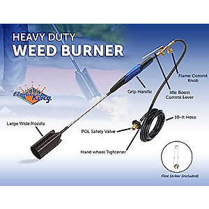 Flame King Propane Torch Kit Heavy Duty Weed Burner 500,000 BTU with 10-FT Hose, 39 inches Long for Weed Burning, Melting Ice and Snow, and Roofing